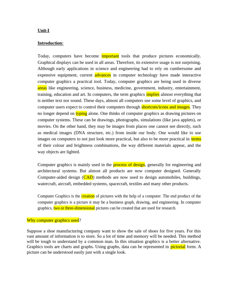Computer Graphics Unit 1 Bca 4th Sem Ccsu | PDF | Ellipse | Computer Graphics
