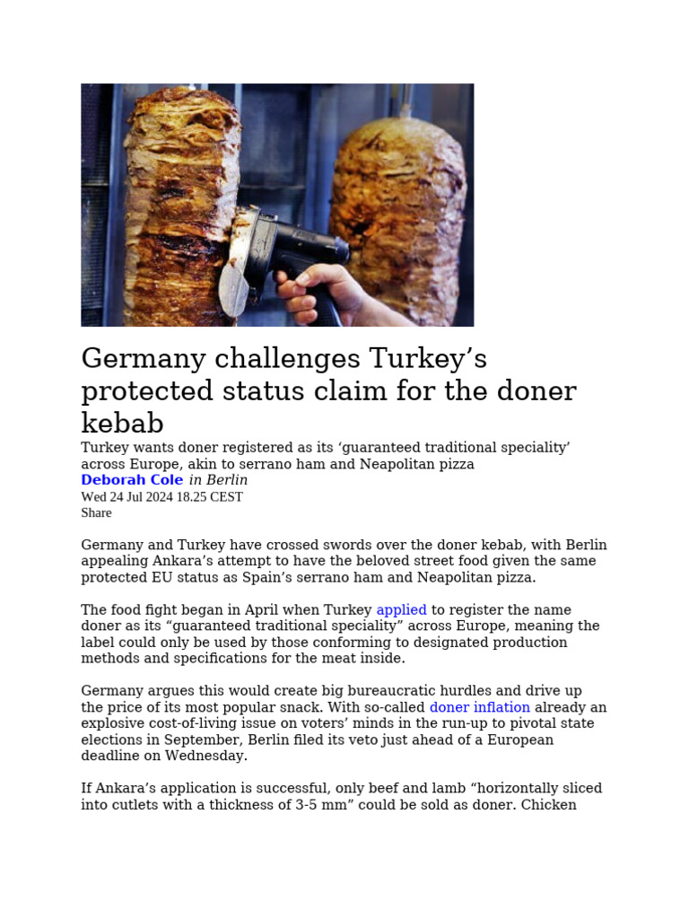 Germany Challenges Turkey - Doner Kebabs - Sessions 3 and 4 | PDF | Cooking | Meat