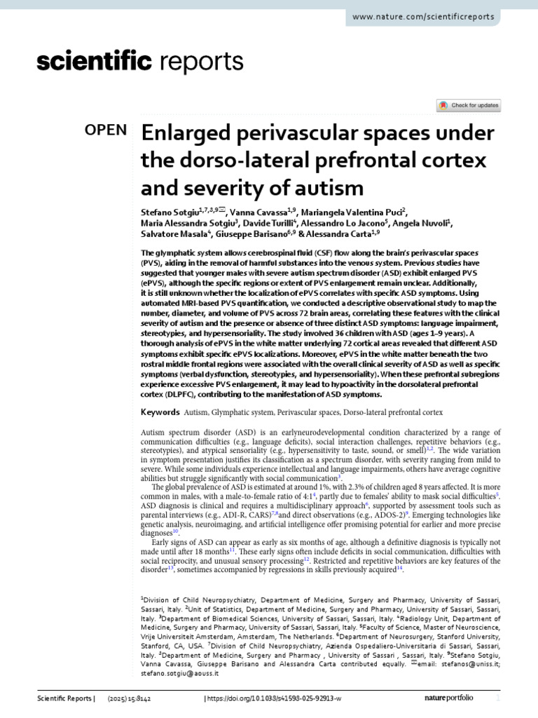 Enlarged Perivascular Spaces Under the Dorsolateral Prefrontal Cortex and Severity of ...