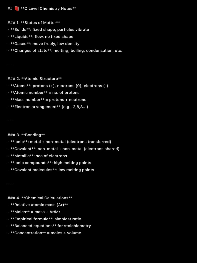O Level Chemistry Study Guide PDF | PDF