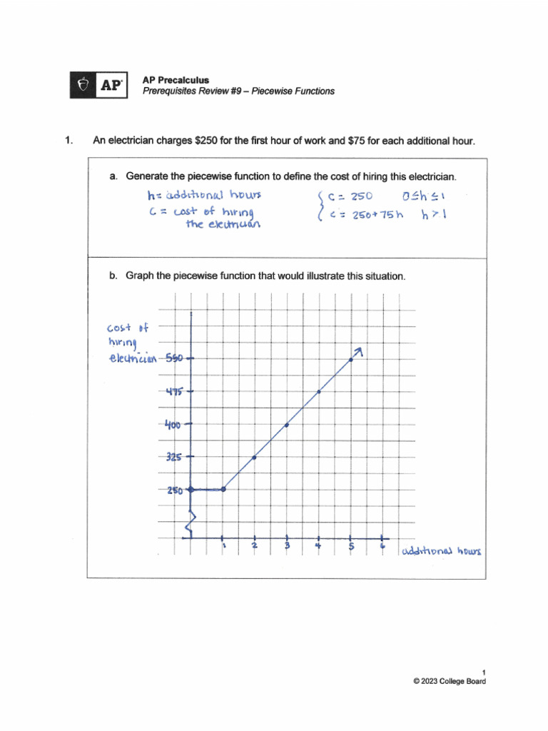 AP Precalculus Solution Set 9 Piecewise Functions | PDF
