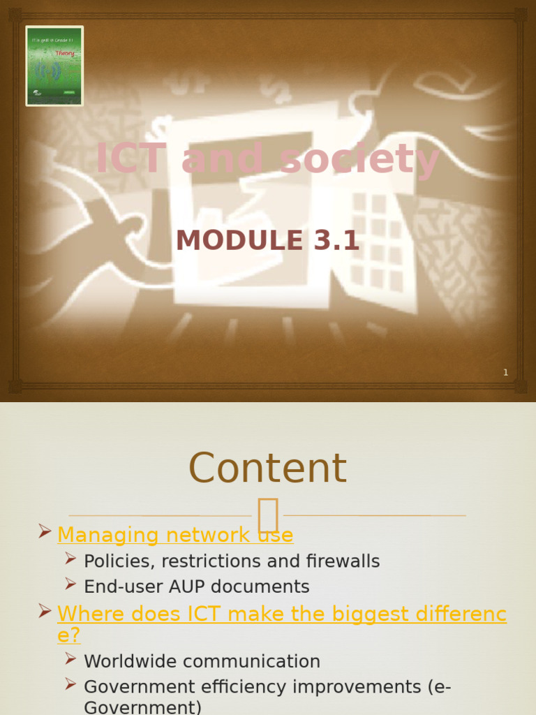 Gr11IT 3_1 ICT and Society | PDF | Computer Network | Information And Communications Technology