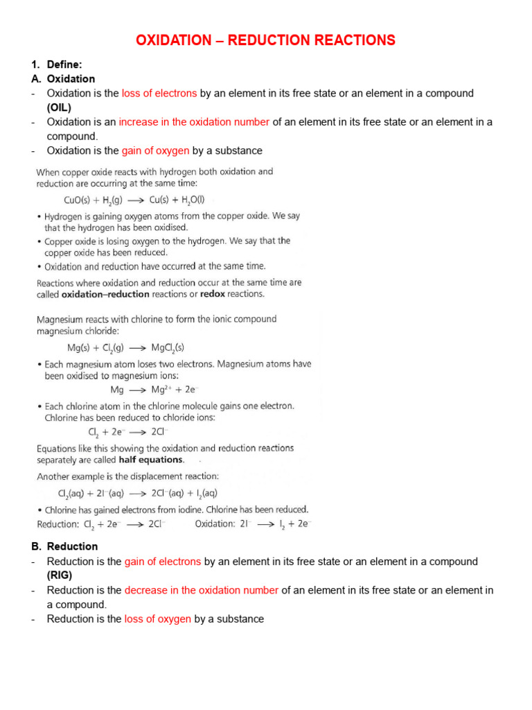 Understanding Oxidation-Reduction Reactions | PDF