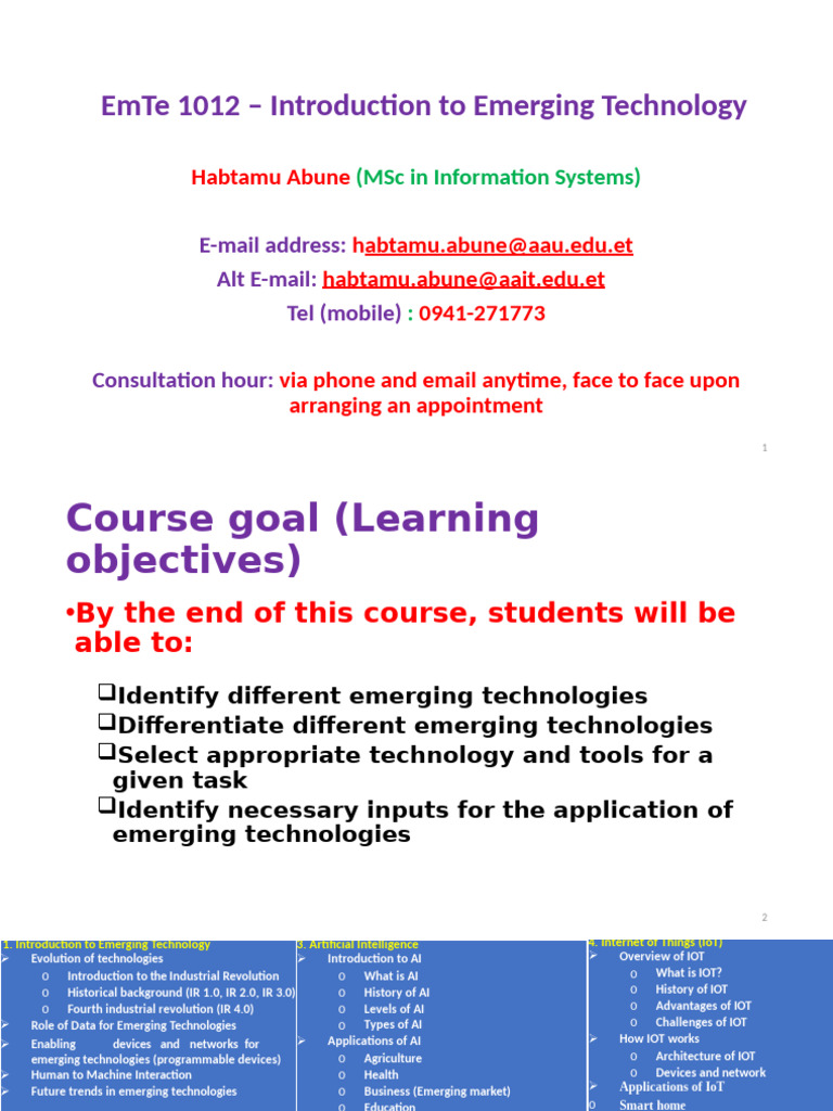 Introduction to Emerging Technologies | PDF | Human–Computer Interaction | Internet Of Things