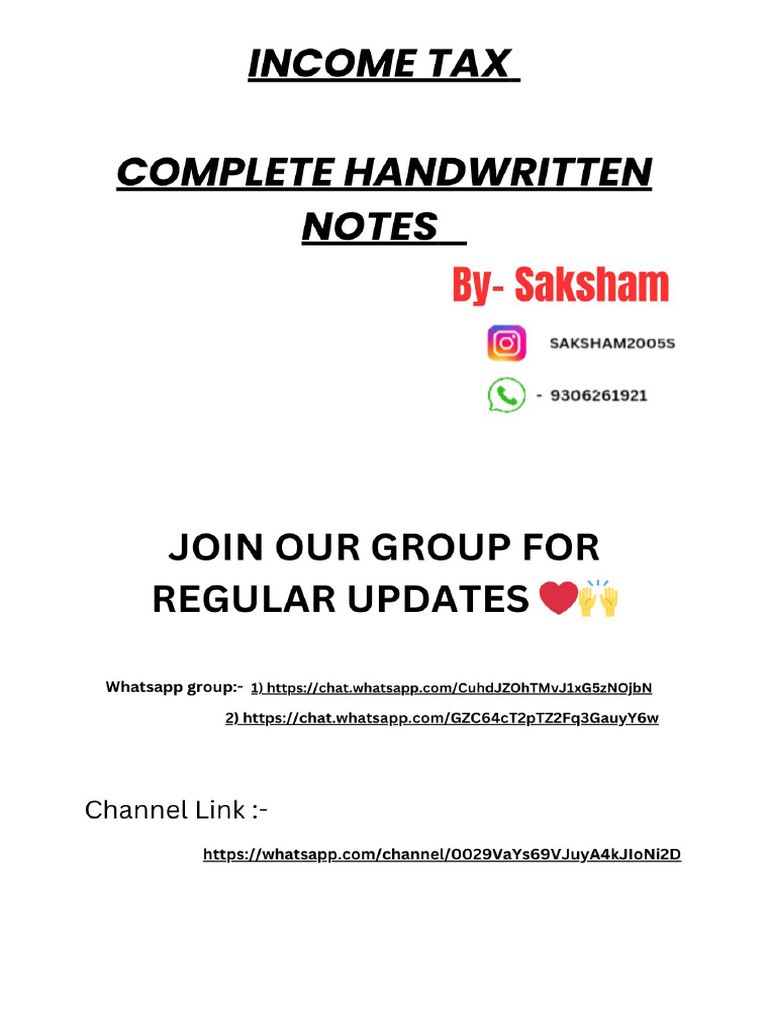 Income Tax Complete Handwritten Notes | PDF