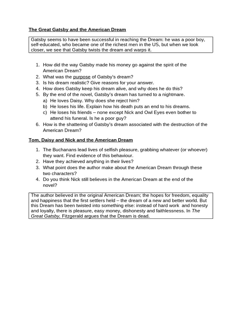 ThemesThe Great Gatsby and The American Dream | PDF | The Great Gatsby