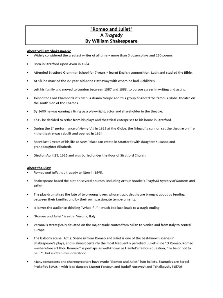 Romeo and Juliet Notes | PDF | Characters In Romeo And Juliet | Romeo ...