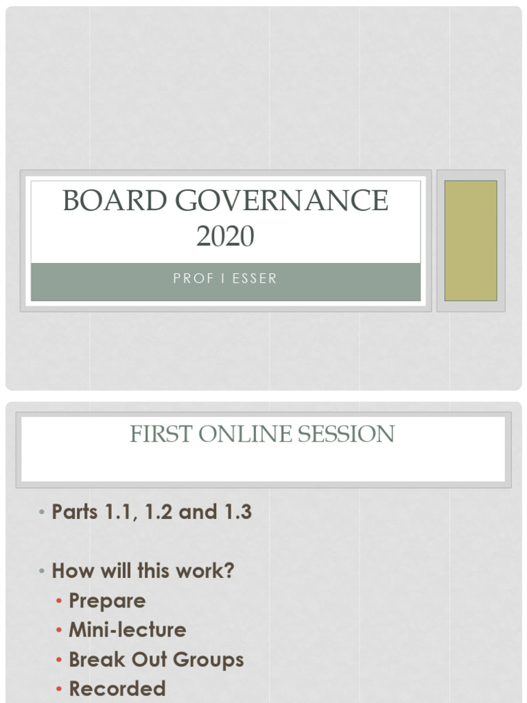 Board Governance Slides 2020 Part 1 | PDF | Corporate Governance ...