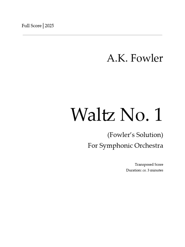 Waltz No. 1 - Fowler's Solution (Orchestra) | PDF