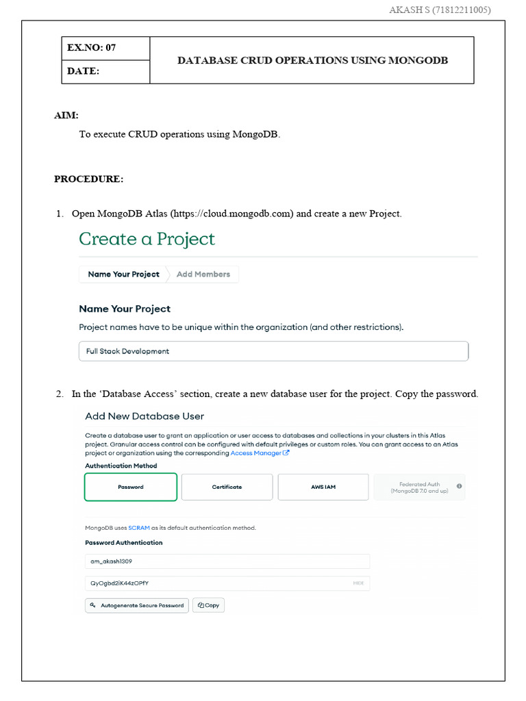 Database Crud Operations Using Mongodb | PDF