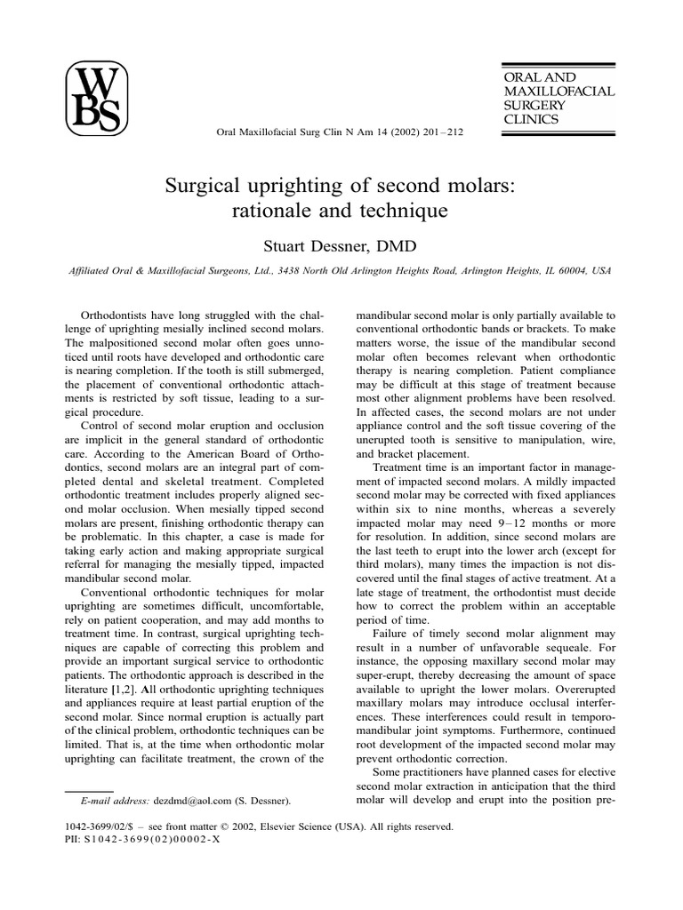 Surgical Uprighting of Second Molars Rationale and Techniqu | PDF ...