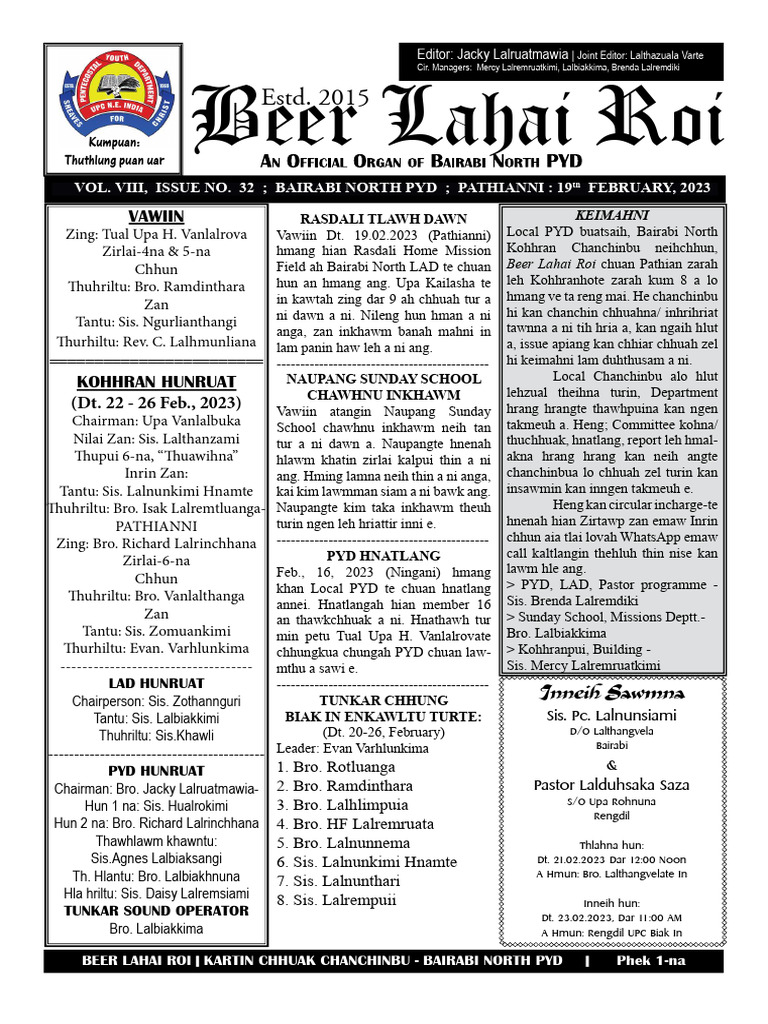 Bairabi North PYD Newspaper - Beer Lahai Roi | PDF