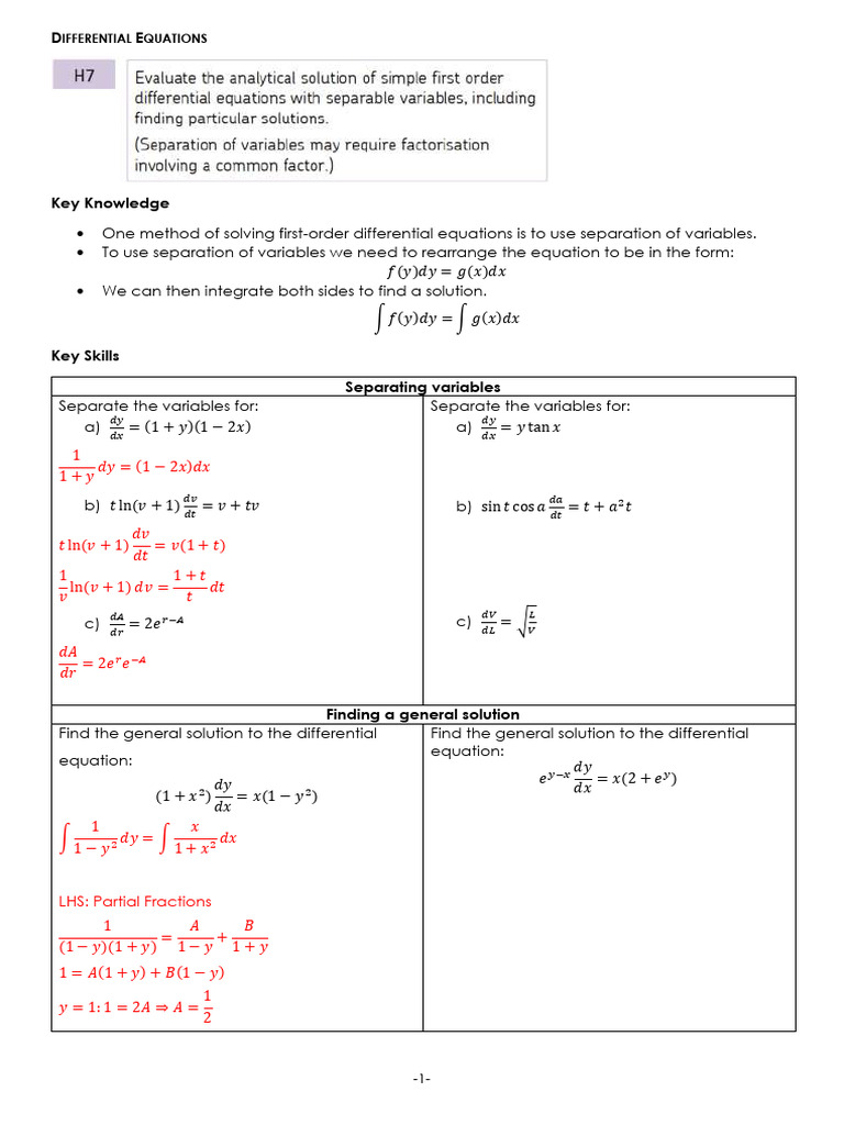 Solving First-Order Differential Equations | PDF | Mathematical ...