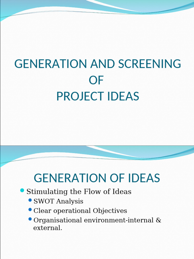 Generation and Screening of Project Ideas | PDF | Market (Economics ...