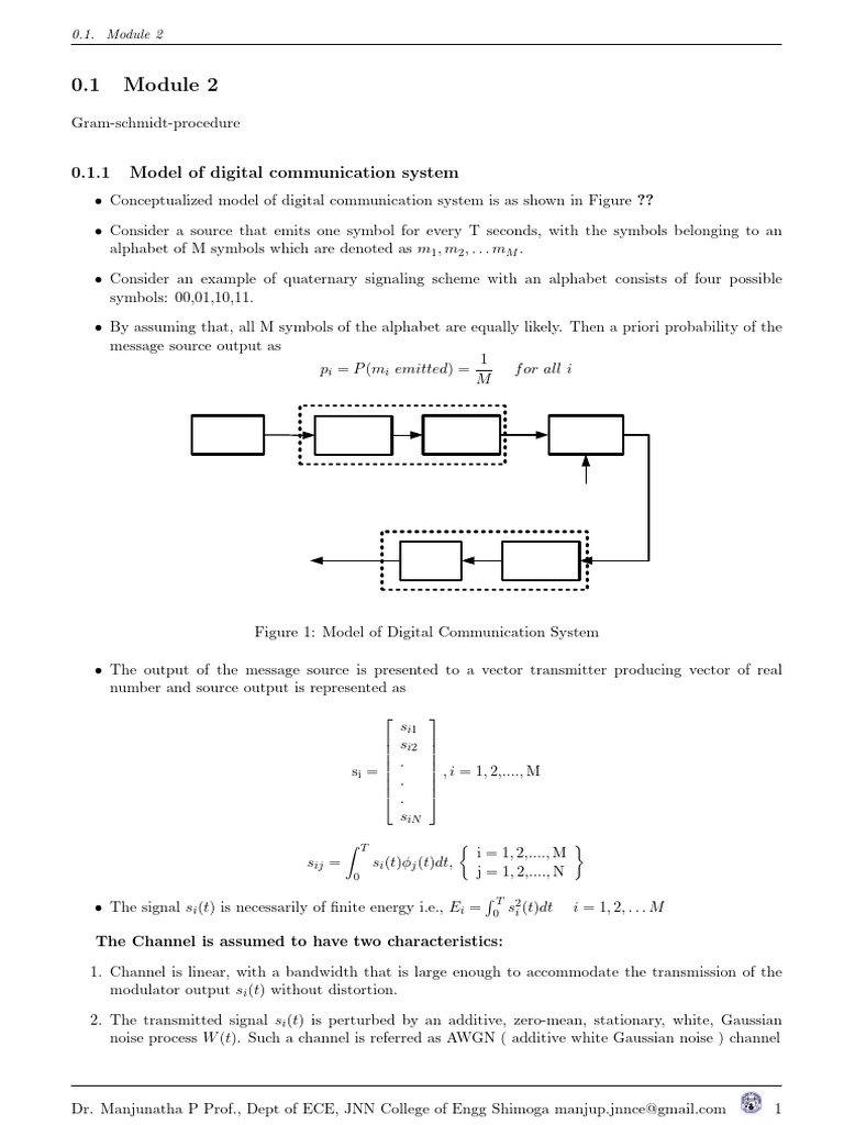 Module 2 Signaling Over Awgn | PDF | Basis (Linear Algebra) | Communications System