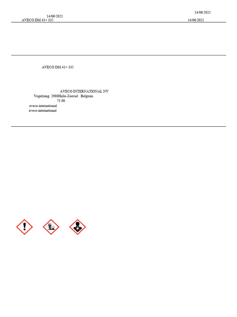 MSDS Aveco DM41+ 335 Perenco | PDF | Toxicity | Dangerous Goods