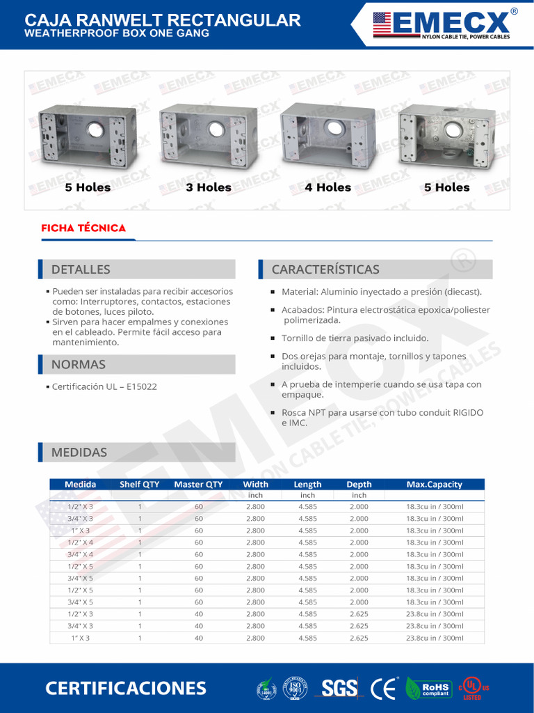 Ficha Tecnica Cajas Rawelt Rectangular | PDF