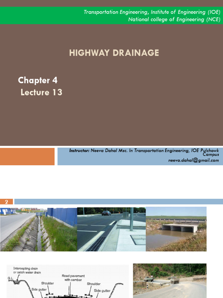 Lecture 13 - Highway Drainage | PDF | Drainage | Road