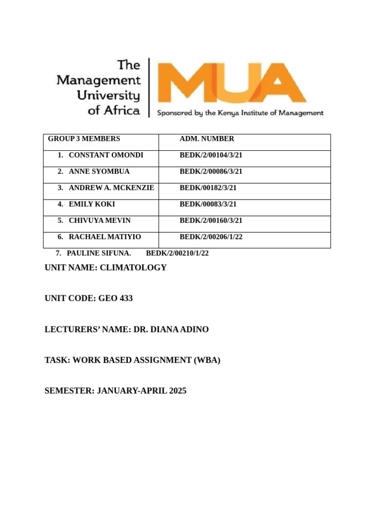 GEOGRAPHY CLIMATOLOGY Work Based Assignments. | PDF | Precipitation ...
