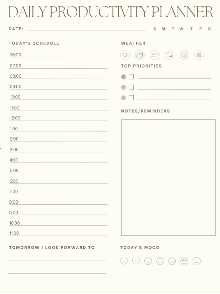 Daily Productivity Planner | PDF