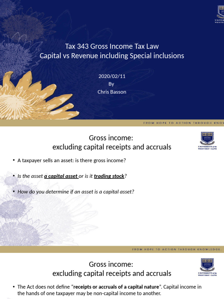 Tax 343 Gross Income Lecture 2 Including Special Inclusions | PDF ...