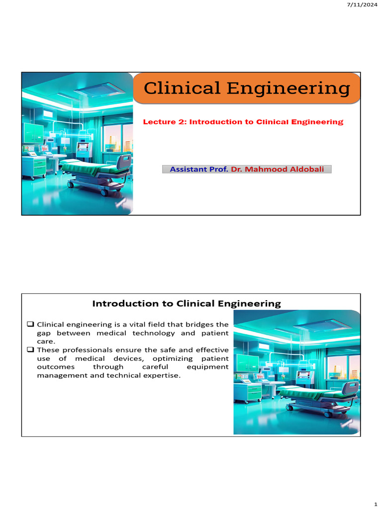 Introduction To Clinical Engineering | PDF | Medical Device | Health Care
