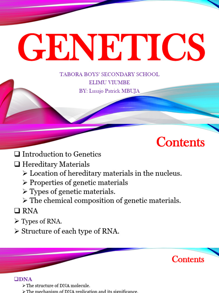 Genetics Part 1-Tbr Boys'Pptx | PDF | Translation (Biology) | Nucleotides