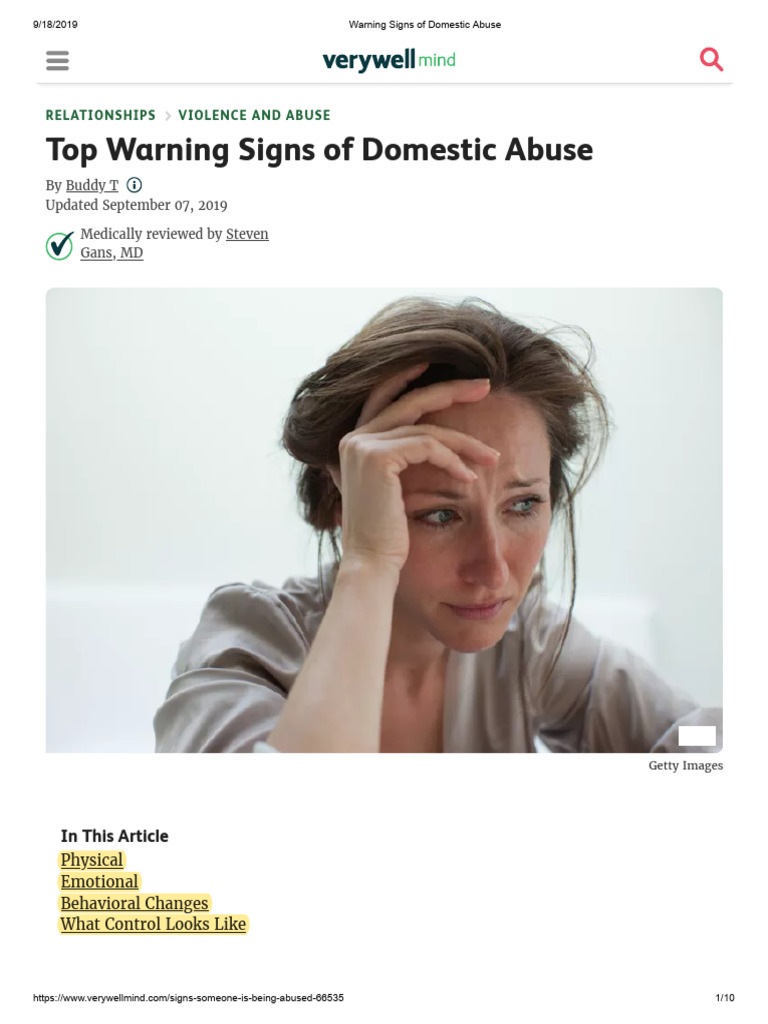 Warning Signs of Domestic Abuse | PDF | Domestic Violence | Violence