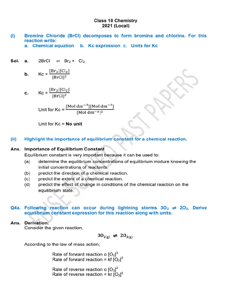 Class 10 Chemistry Chapter 9 Past Papers Questions Solved - WM - F | PDF