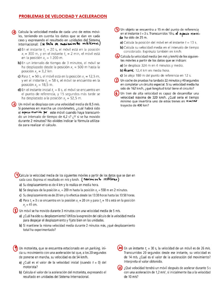 Problemas Cinematica 1. PBS de Velocidad y Aceleracion | PDF