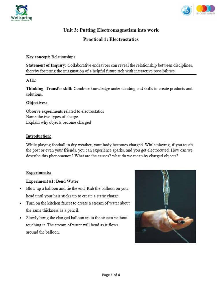Electrostatics Experiments for Learning | PDF | Electric Charge