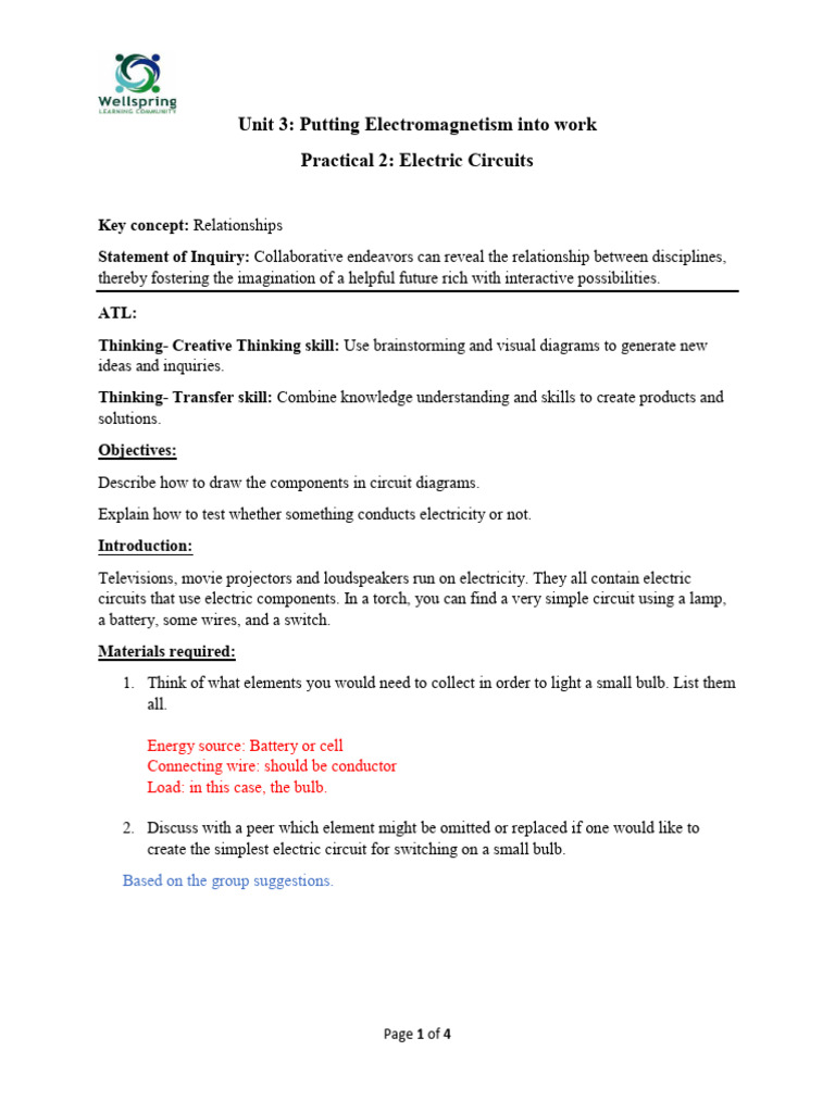 Practical 2 Electric Circuits - Solution Key-1 | PDF | Electrical ...