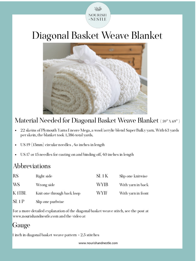 Diagonal Basket Weave Blanket Guide | PDF | Knitting | Yarn
