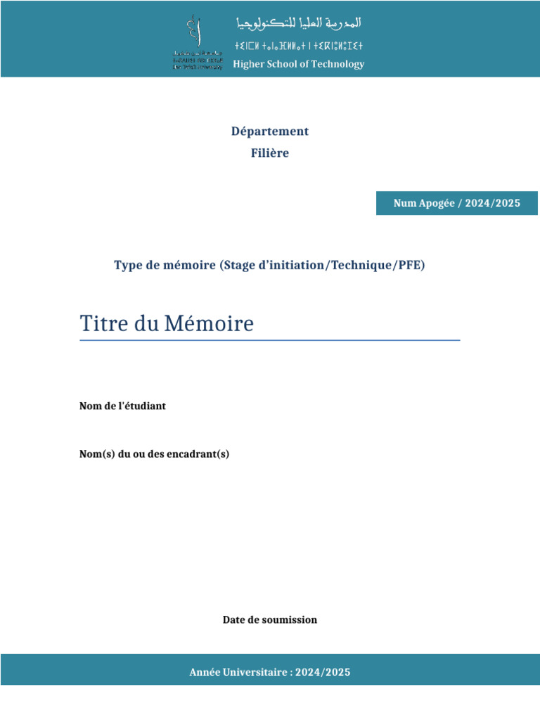 Modèle de mémoire universitaire 2024/2025 | PDF | Gestion de projet
