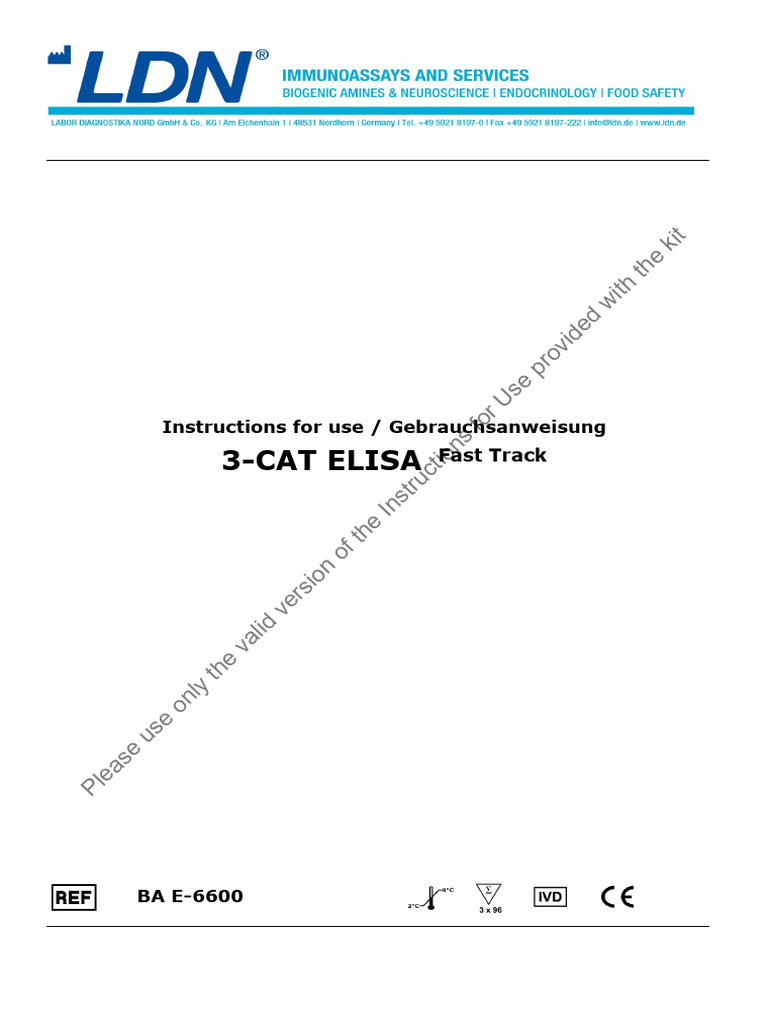 3-CAT ELISA Fast Track Instructions | PDF | Elisa