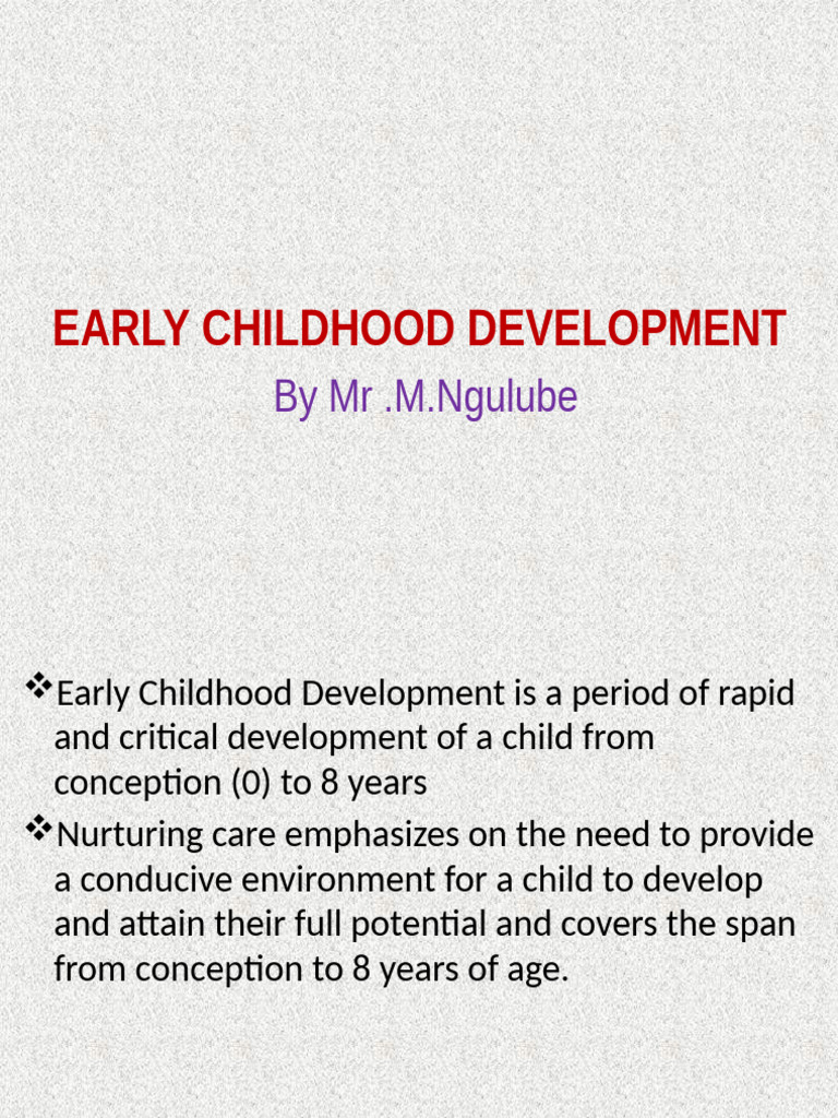 Early Child Hood Development | PDF | Attachment Theory | Infants