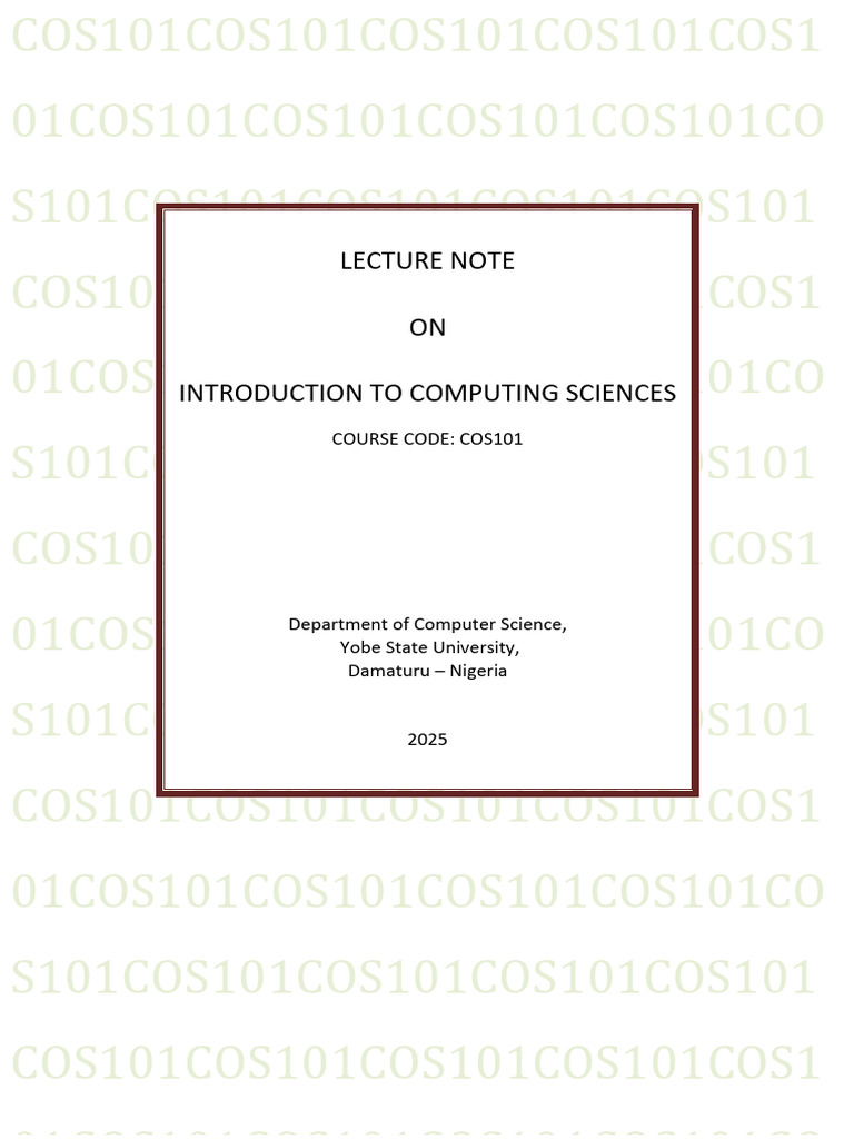 COS101 Lecture Note | PDF | Personal Computers | Integrated Circuit