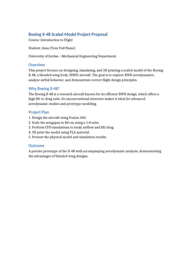 Boeing X48 Project Proposal | PDF