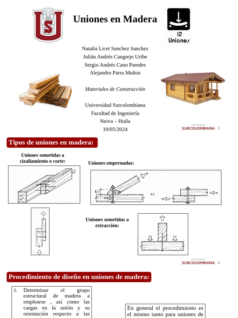 Tipos y Diseño de Uniones en Madera | PDF | Ingeniería mecánica