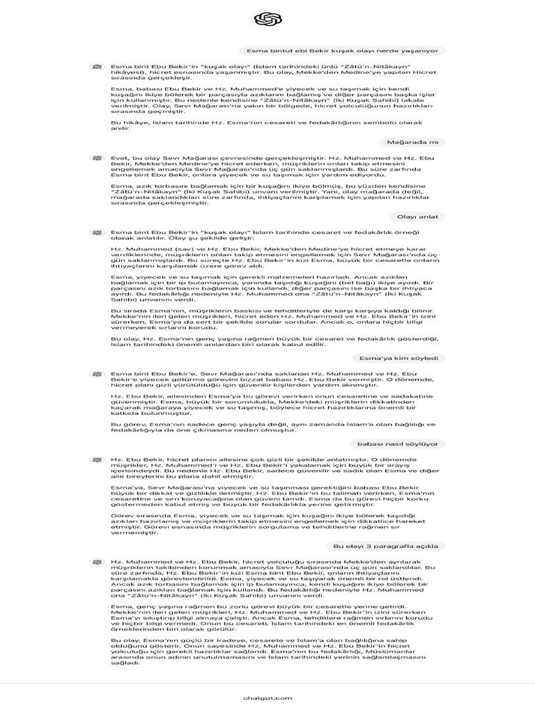 Esma Bint Ebu Bekir | PDF