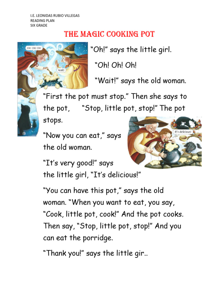The Magic Cooking Pot. Reading and Activity 3 | PDF