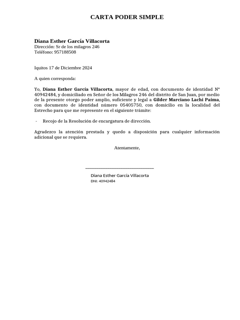 Carta Poder Simple | PDF