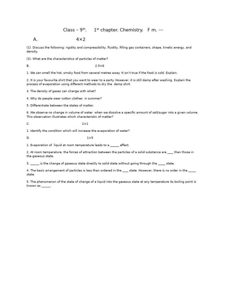 Class 9 Chemistry: Matter Properties | PDF