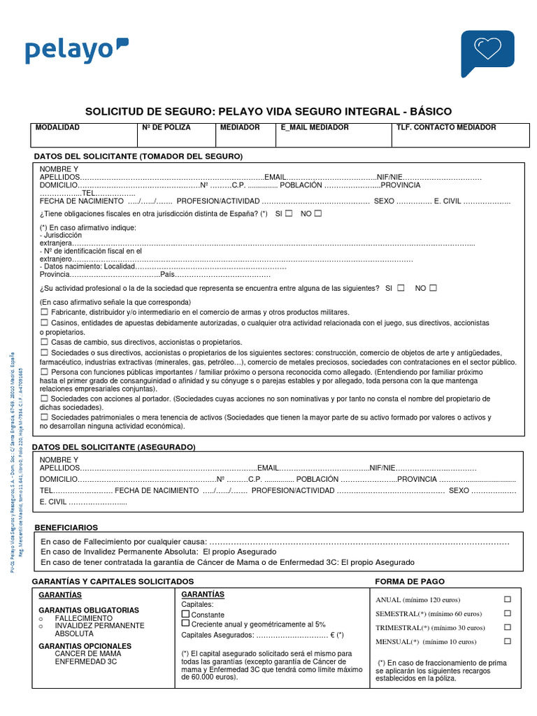 Solicitud Vida Seguro Integral - Paquete Básico | PDF | Seguro | Póliza de seguros