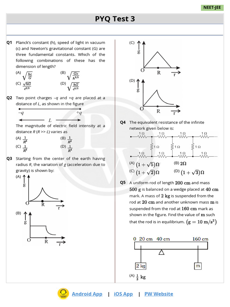 Pyq Test 03 - Test Paper and Hints & Solutions English || Parakh Pyq ...