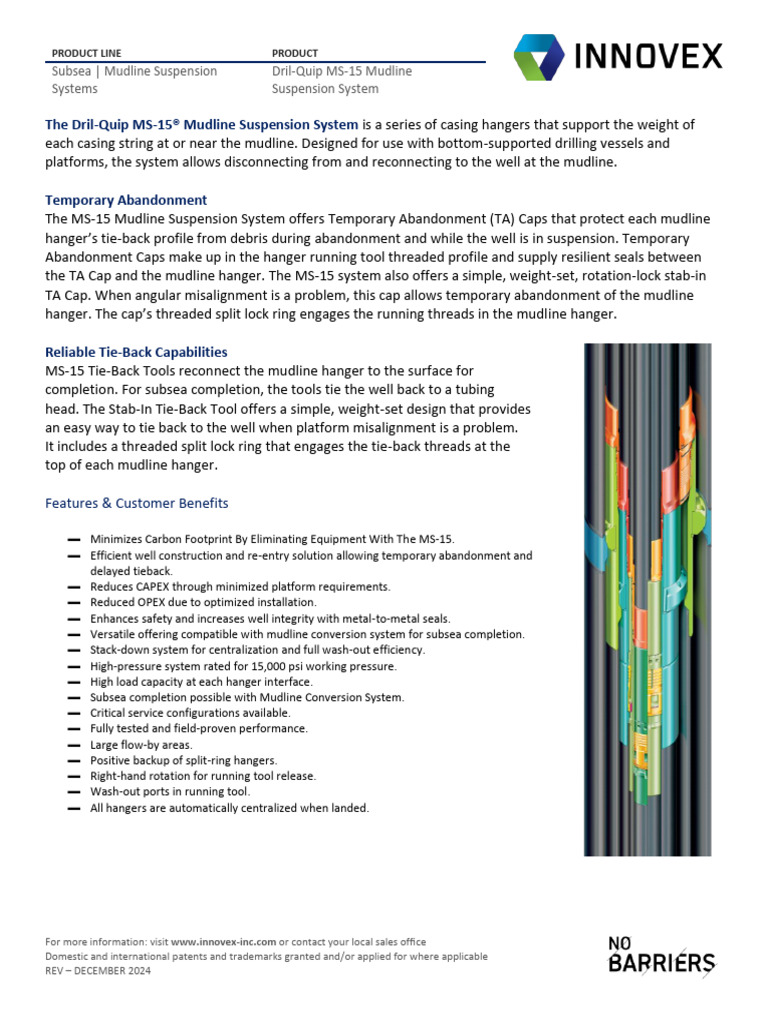Dril Quip MS 15 Mudline Suspension System | PDF | Equipment