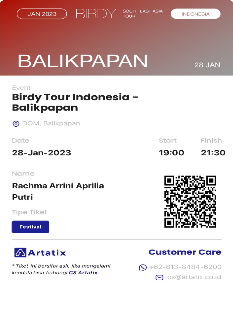 2 Event E-Tiket - Rachma Arrini Aprilia Putri-Birdy Tour Indonesia ...