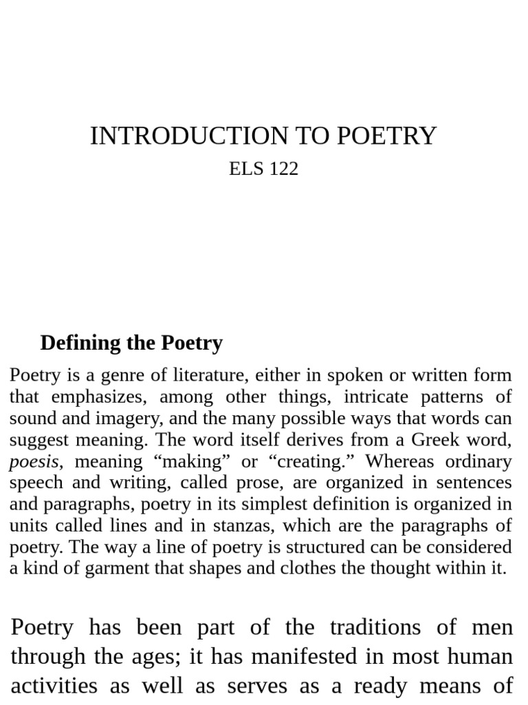 Introduction To Poetry 1 | PDF | Poetry