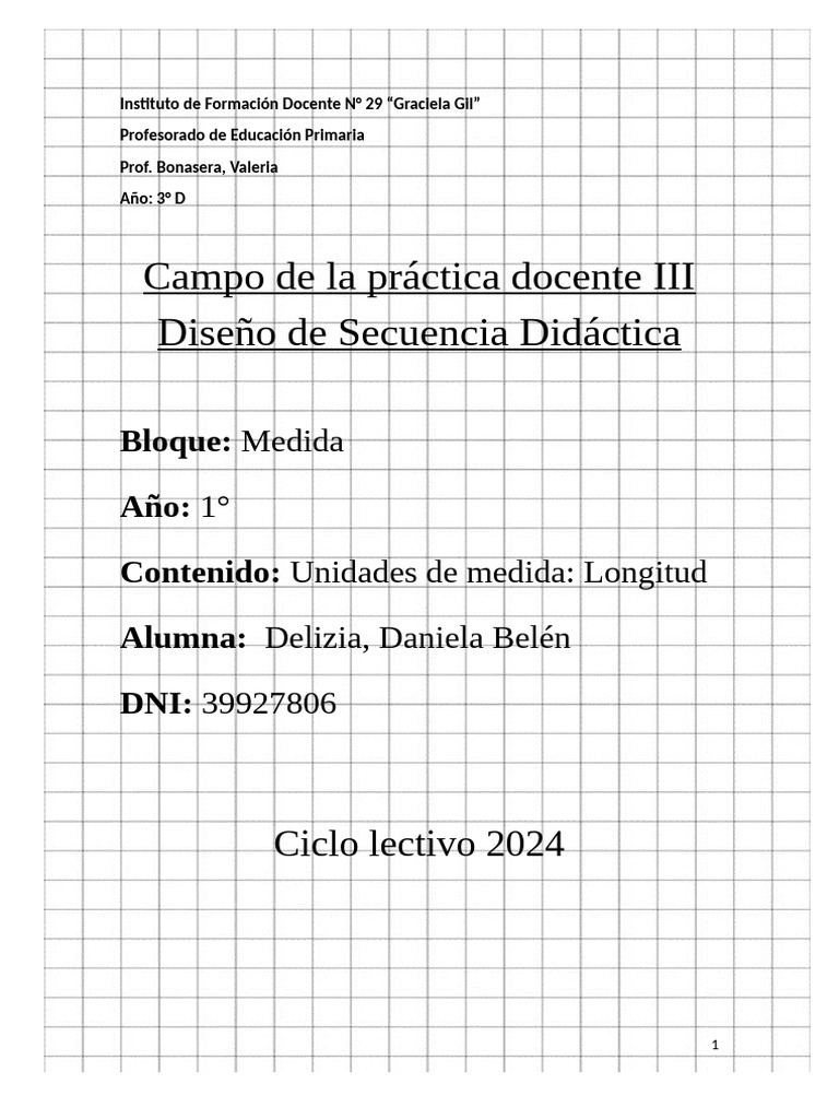 Secuencia Didáctica. Unidades de Medida. Longitud-Delizia, Daniela | PDF | Medición | Longitud