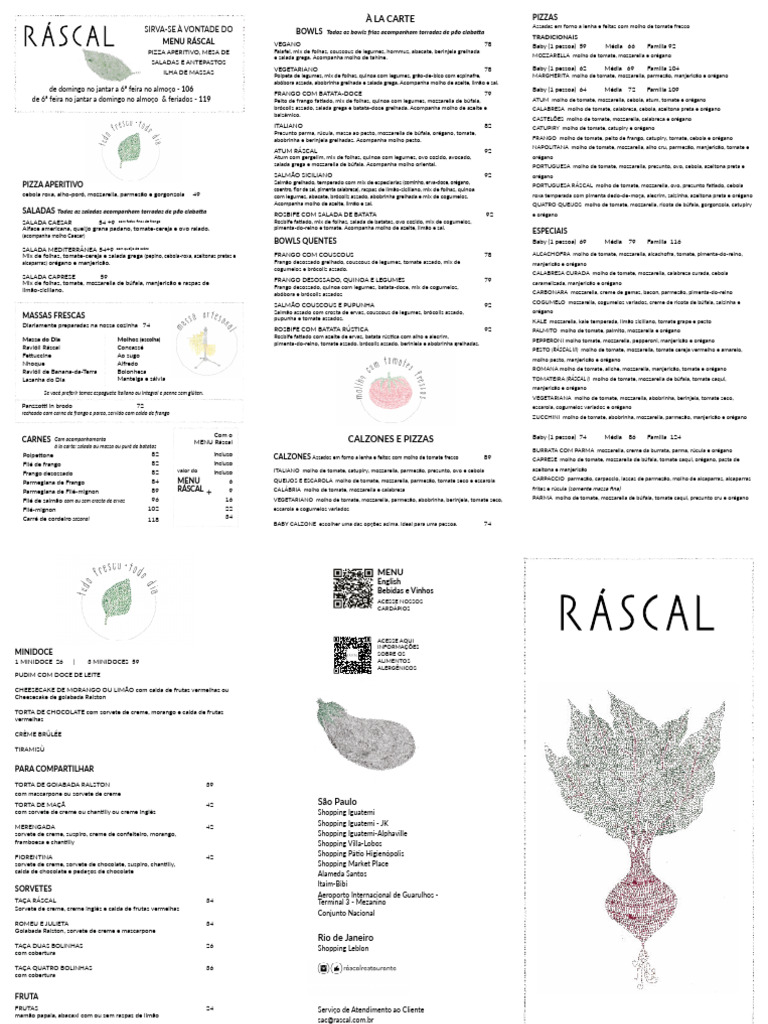 Rascal - Sao Paulo Cardapio | PDF | Creme (gastronomia) | Tomate